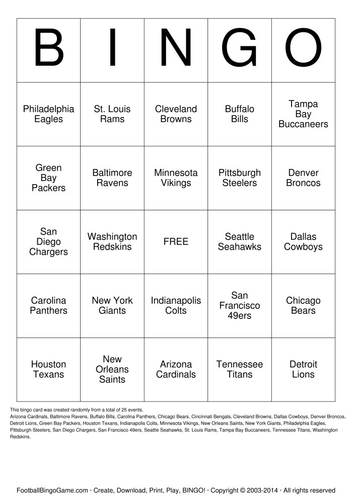 FootballBingoGame footballbingogame